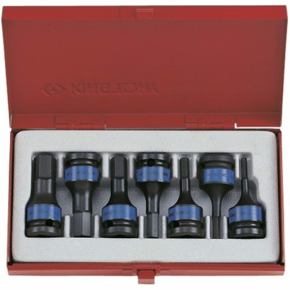 Набор ударных торцевых насадок 1/2", HEX 4-14 мм, 60мм, 7шт KING TONY 4407MP