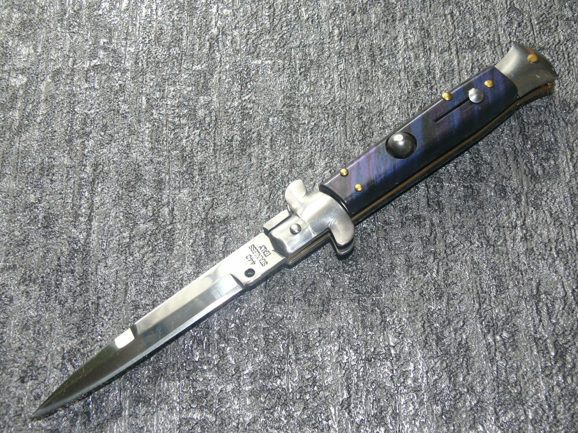 Нож складной, автоматический АКС-001 "Стилет" темно-синий, 20 см