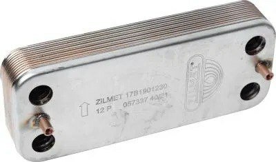 Теплообменник ГВС Zilmet 17В1901230 - 12 пластин 192 x 160 (для Baxi Classic, Baltgaz)