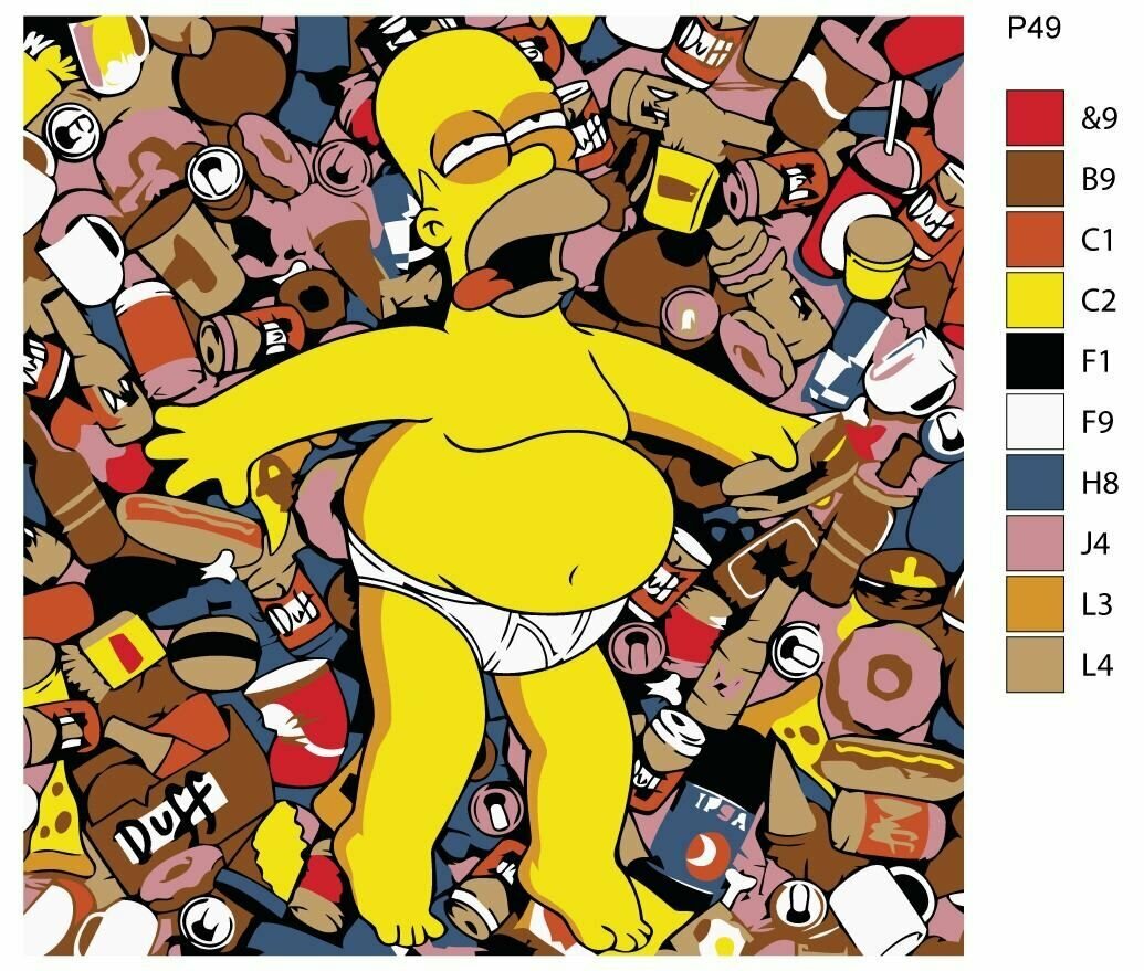 Детская картина по номерам P49 "Симпсоны. Гомер Симпсон" 30x30