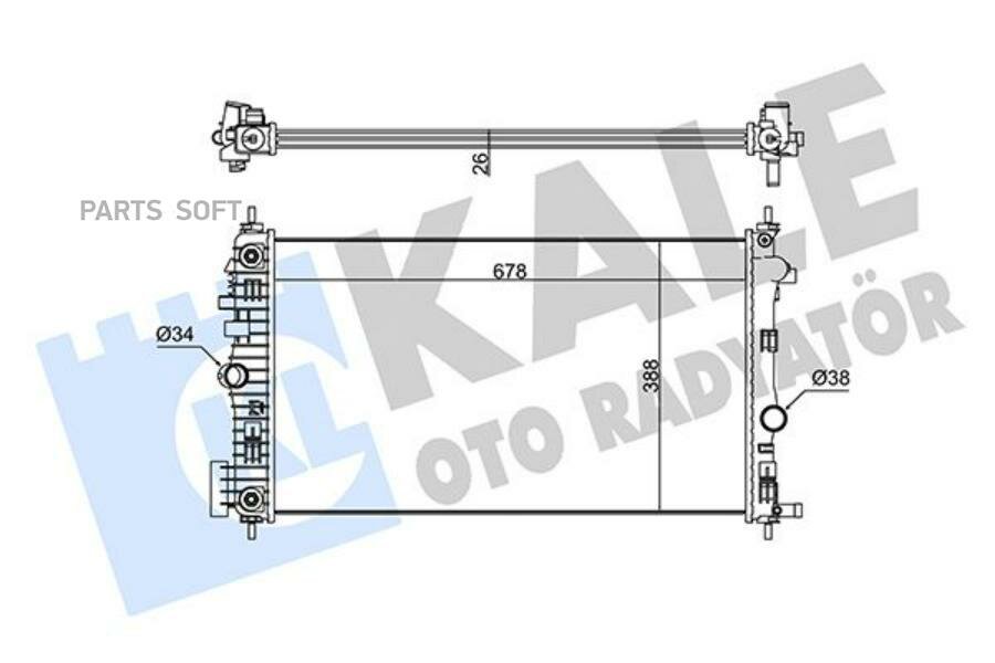 KALE 346190 Радиатор охлаждения для а/м Opel Insignia (08-) 2.0TD AT паяный ()
