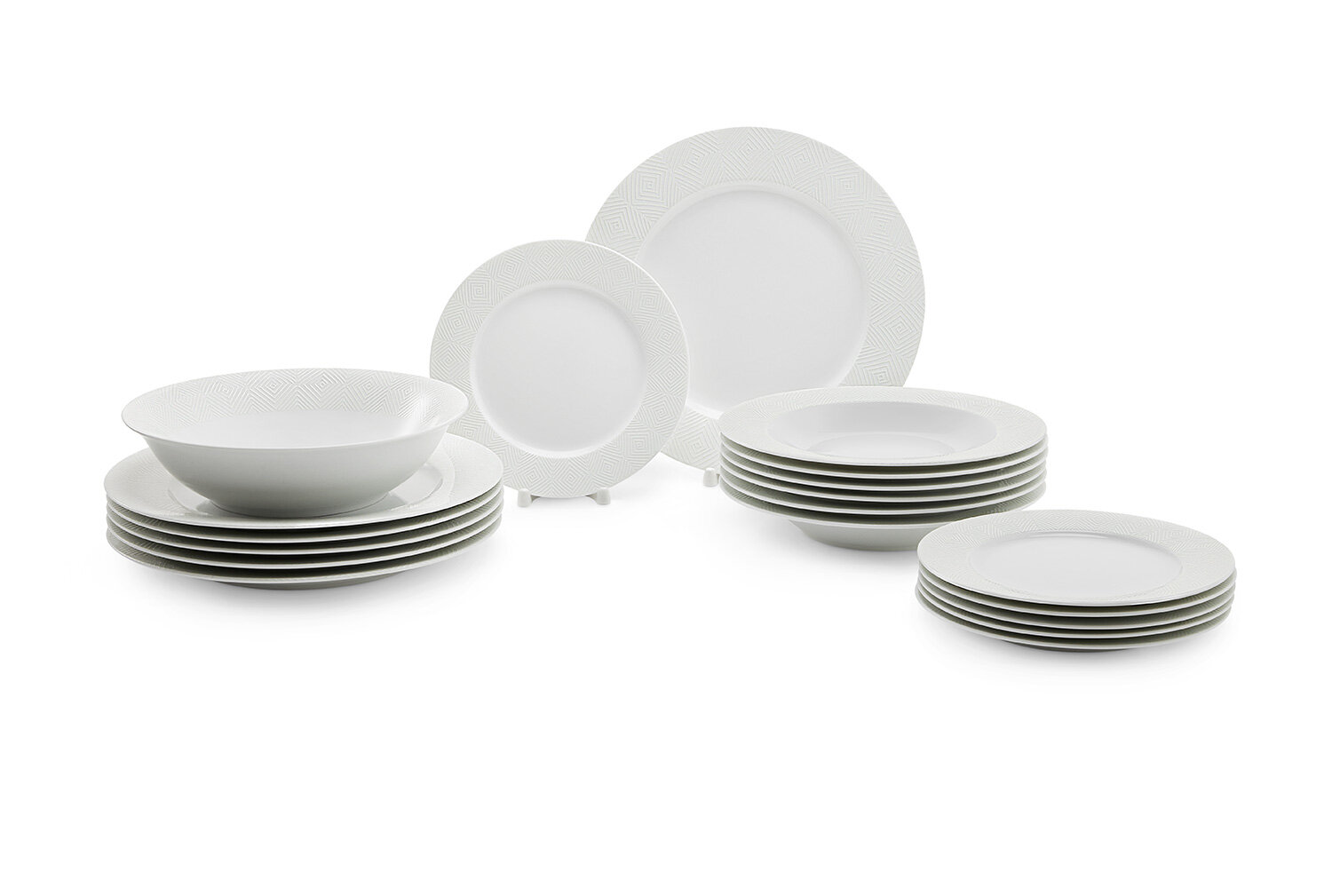 Обеденный сервиз EVIO Roma на 6 персон, 19 предметов, фарфор, цвет белый