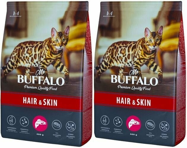Mr.Buffalo Сухой корм для кошек Hair & Skin Лосось, 400 г, 2 уп