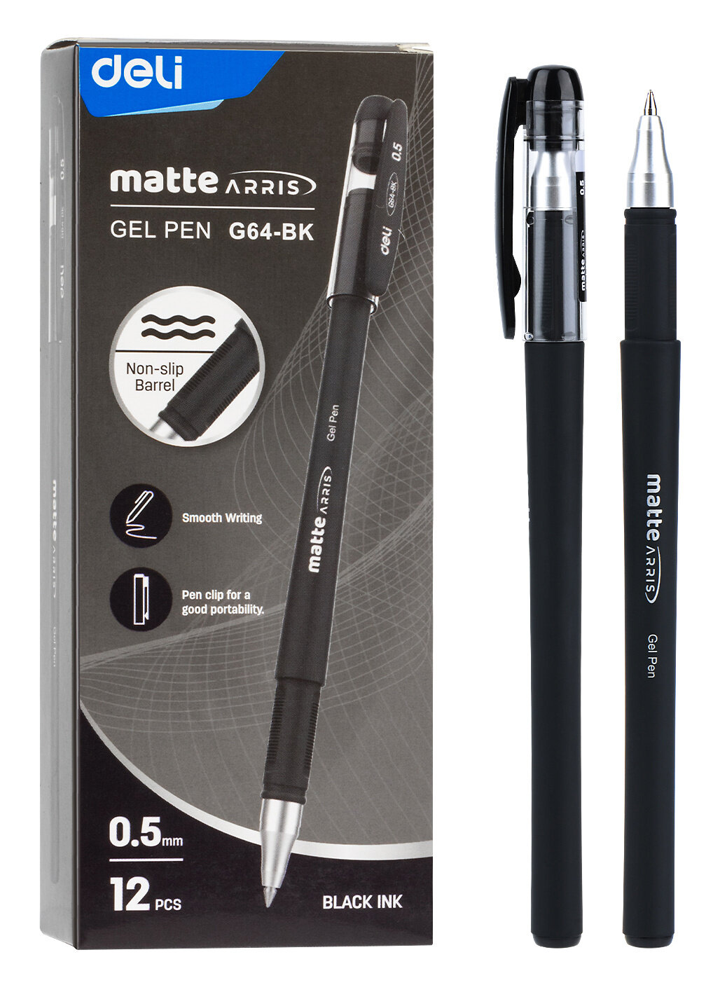 Ручка гелев. Deli Arris EG64-BK черн d=0.5мм черн. черн