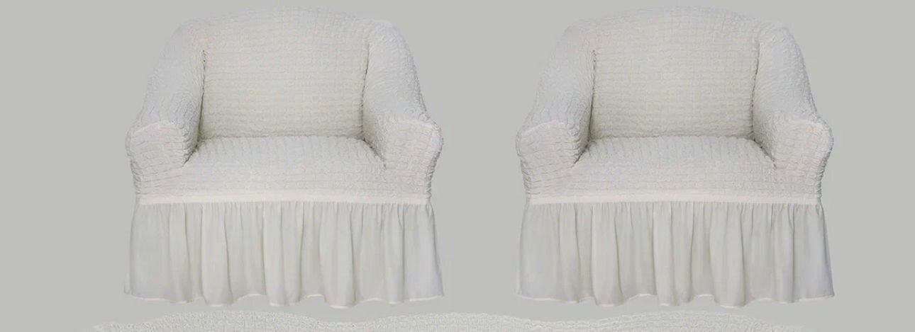 Чехлы на кресла с оборкой на резинке 2шт, Универсальные чехлы на кресла с юбкой на резинке