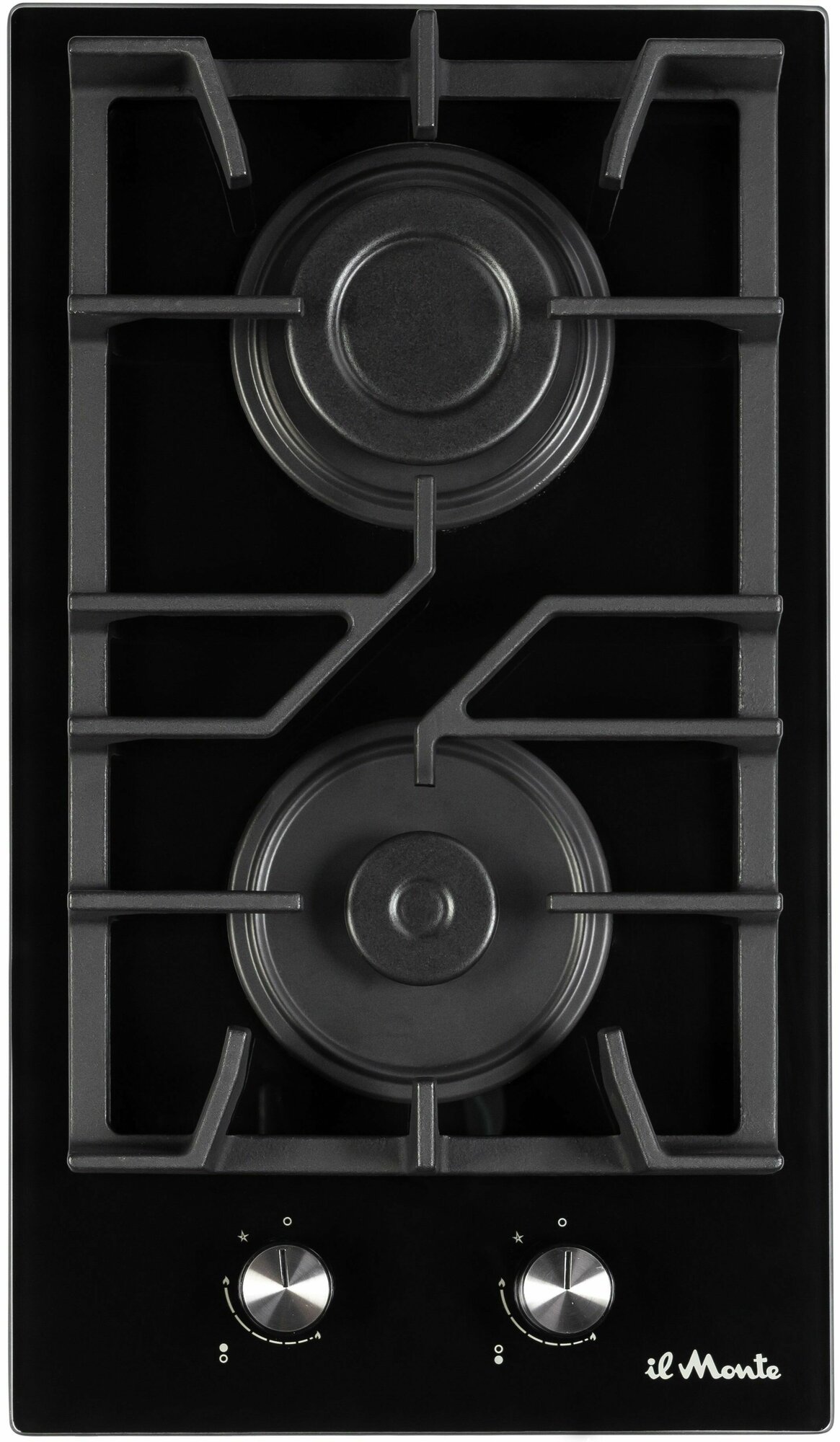 Варочная панель газовая, Закаленное стекло, 30 см, Автоподжиг, Чугунные решетки, il Monte BH-312G-NSD