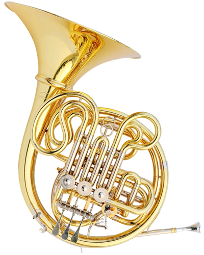 French horn F/Bb Artemis RFH-5031G - Профессиональная двойная валторна со съемным раструбом и механическими тягами, реплика 103 модели. Корпус и раструб из лакированной золотистой латуни