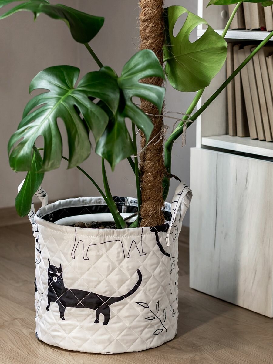 Корзина для хранения органайзер для вещей белья игрушек тканевая Little Black Cat 35x30