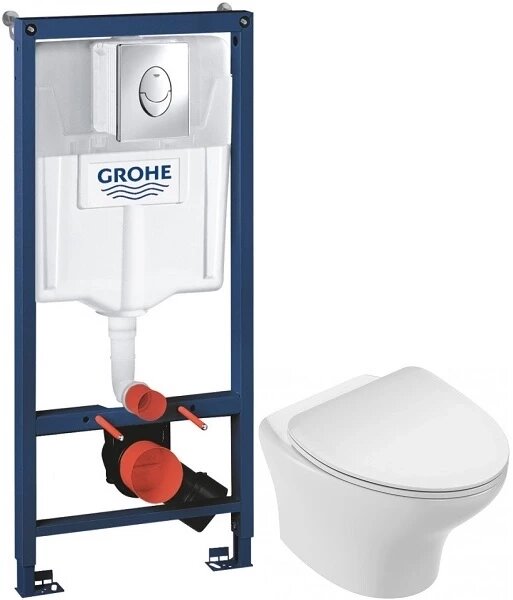 Комплект подвесной унитаз Jacob Delafon Nouvelle Vague EDK102-00 + E22124-00 + система инсталляции Grohe 38721001