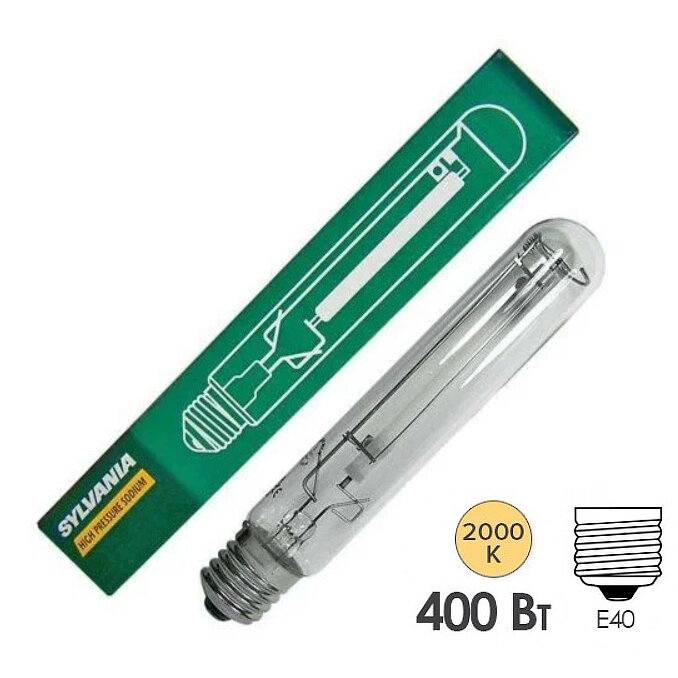 1шт/уп. Лампа Натриевая Цилиндр 400Вт 100V E40 SHP-T 48000Лм 2000К D-47mm L-285mm Натриевая Газоразрядная Свет Теплый белый Sylvania, уп. 1шт