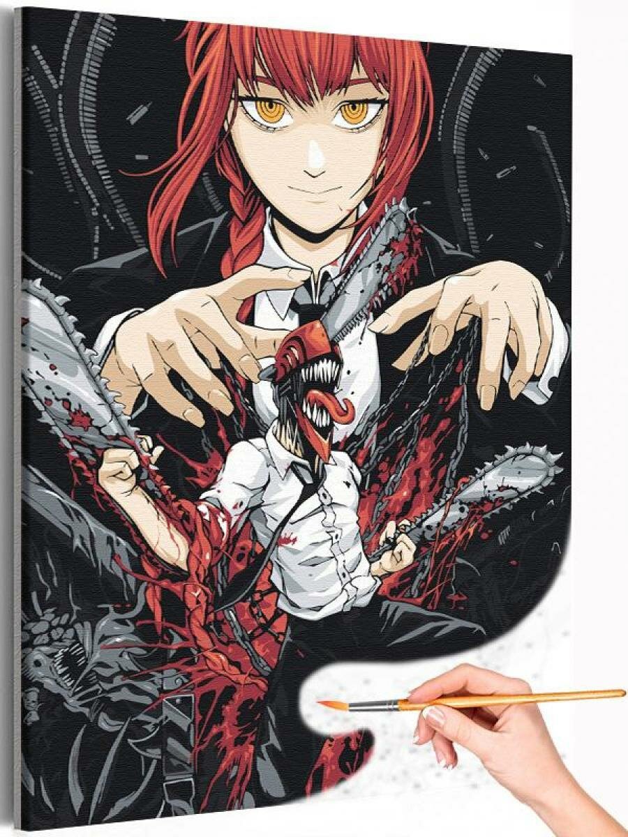 Человек-бензопила Дэндзи Денджи Аниме Манга Мультфильмы Сериалы Герои Раскраска картина по номерам на холсте 40х50