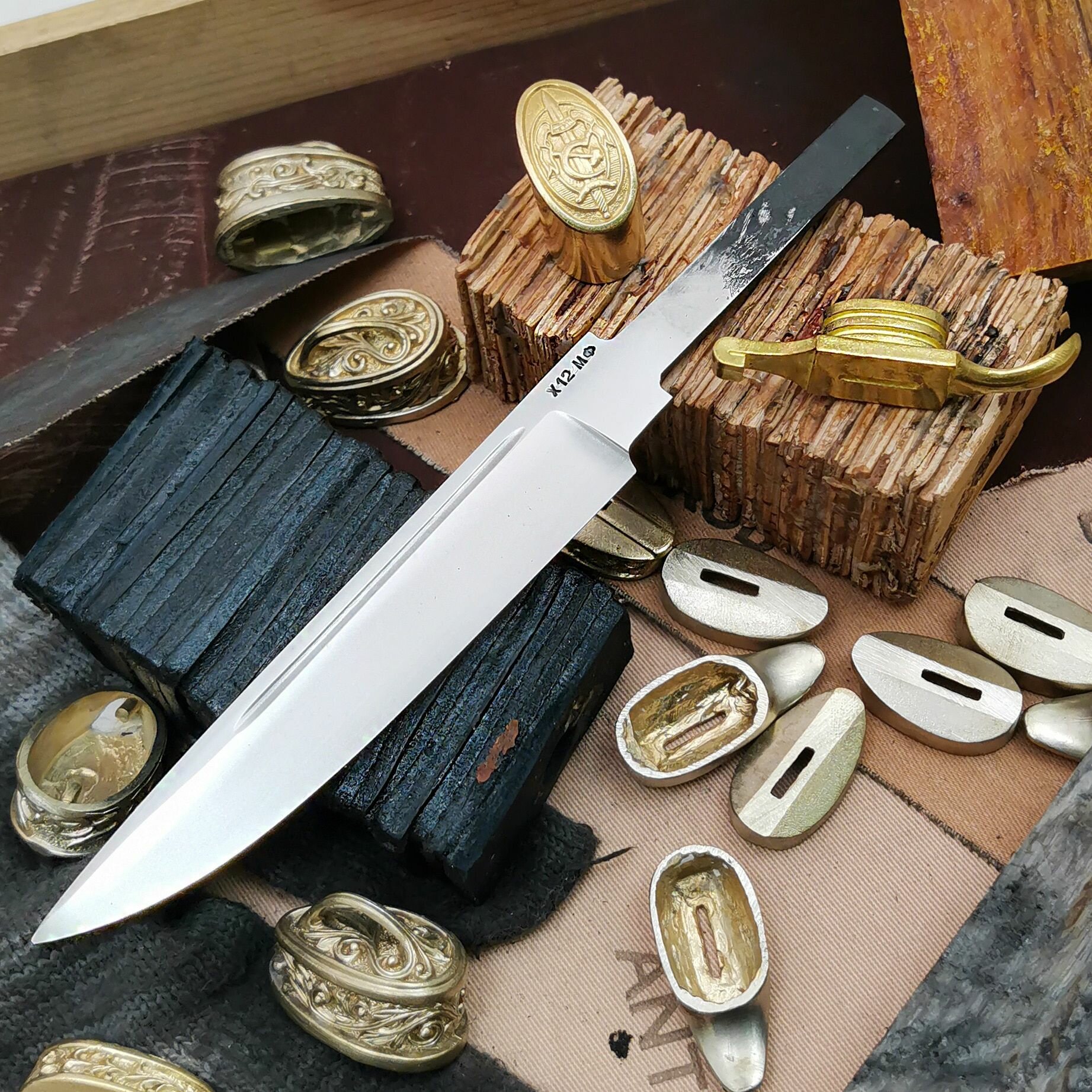 Клинок Финка НКВД из кованой стали Х12МФ (2,4 мм)