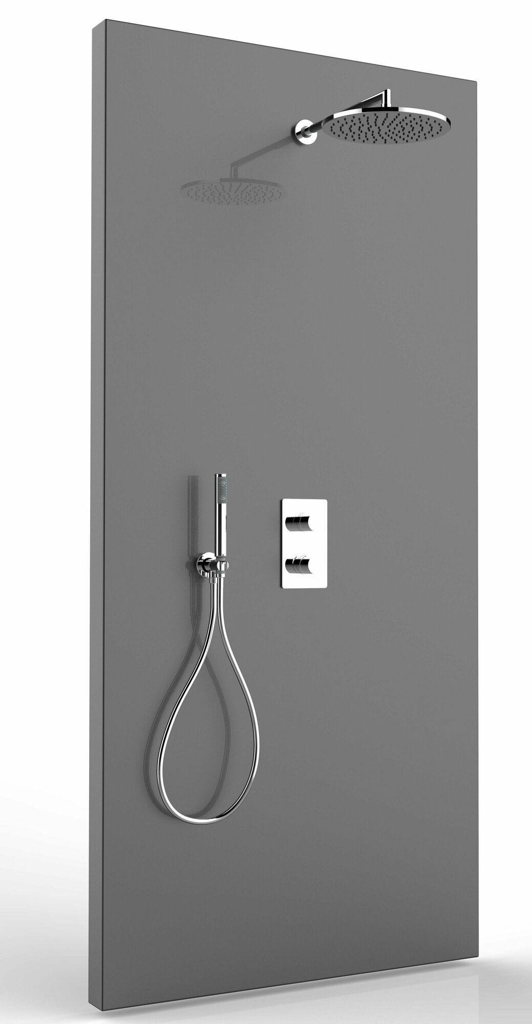 Душевой гарнитур Bossini COSMO: смеситель на 2 выхода, верхний душ 280 мм, ручной душ ZEN с водорозеткой, шланг 150 см, цвет хром (M00752.030)