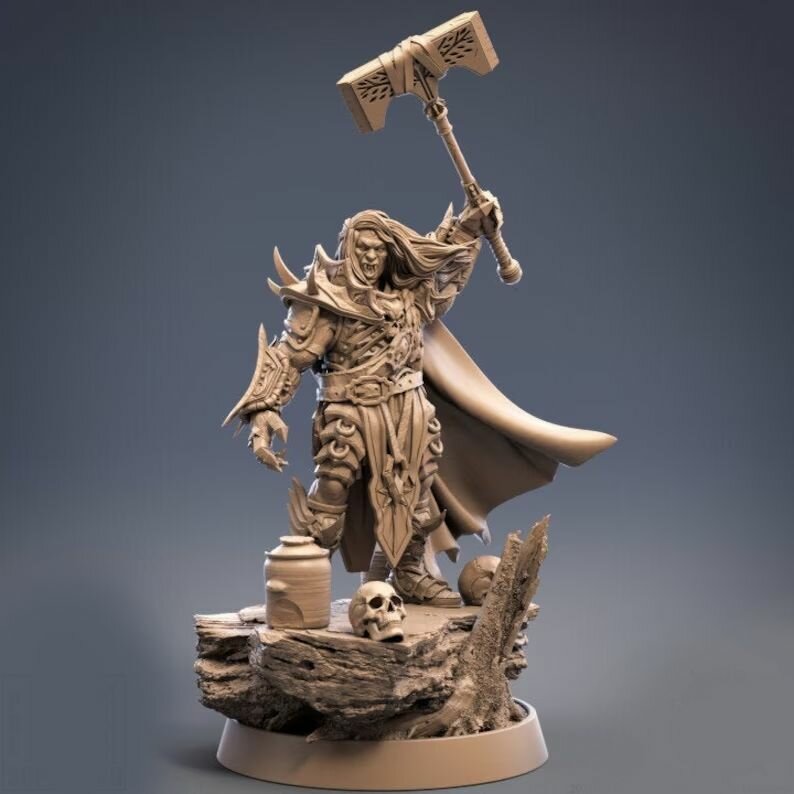 Вампир-молотодержец, Фон Карштайн. Soulblight Gravelords, стрига, упырь-кровосос. Воин, паладин миниатюра для DnD (ДнД) и других Настольных игр (НРИ, Варгеймов или РПГ), фентези тематика