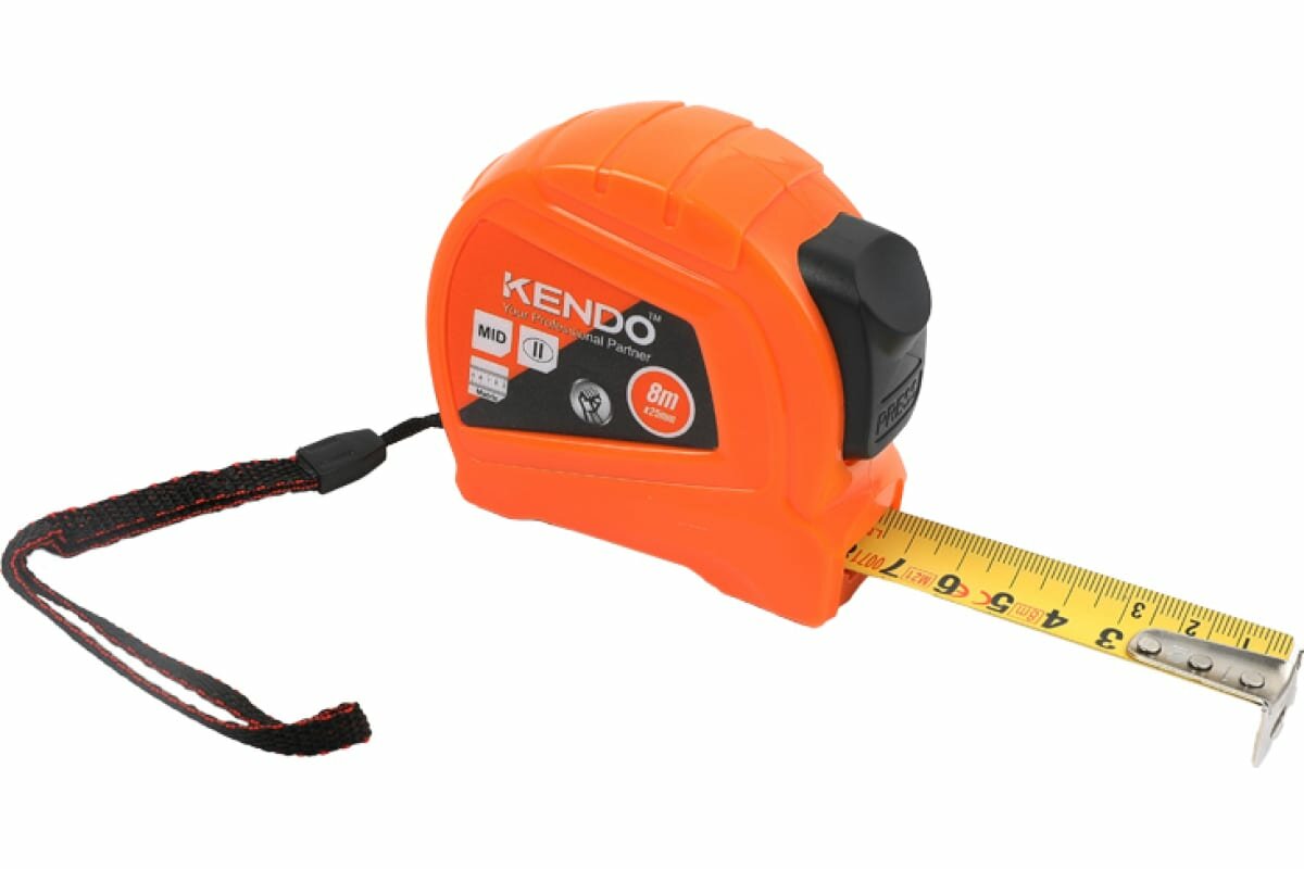 KENDO измерительная рулетка 8 м, лента 25 мм, модель 35041, прочная и удобная в работе
