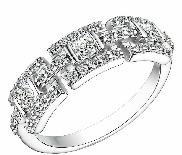 Кольцо дорожка АЛЬКОР, серебро, 925 проба, фианит