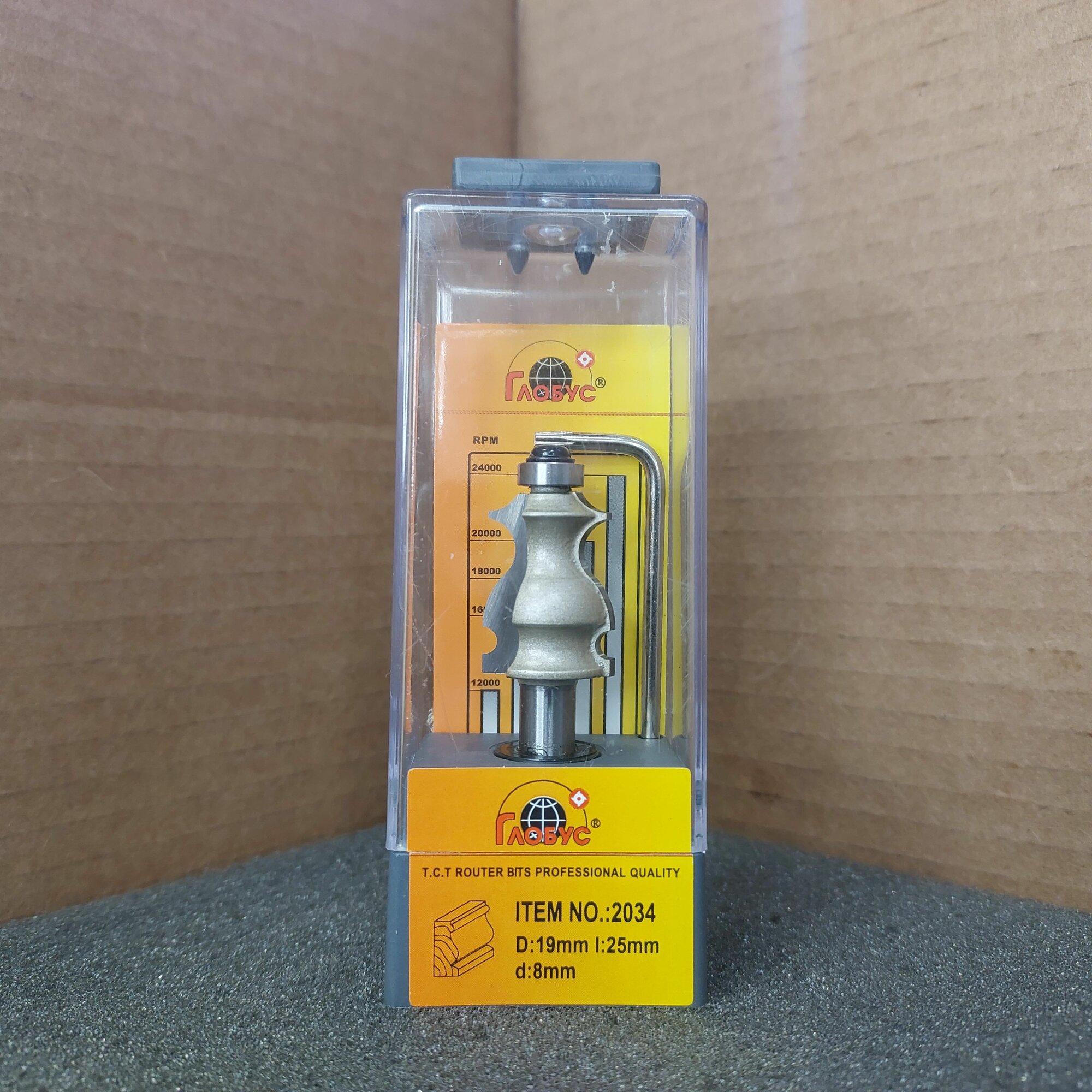 Фреза кромочная фигурная Глобус 2034 D:19mm I:25mm d:8mm кромочная фигурная с нижним подш. Арт:2034D19d8