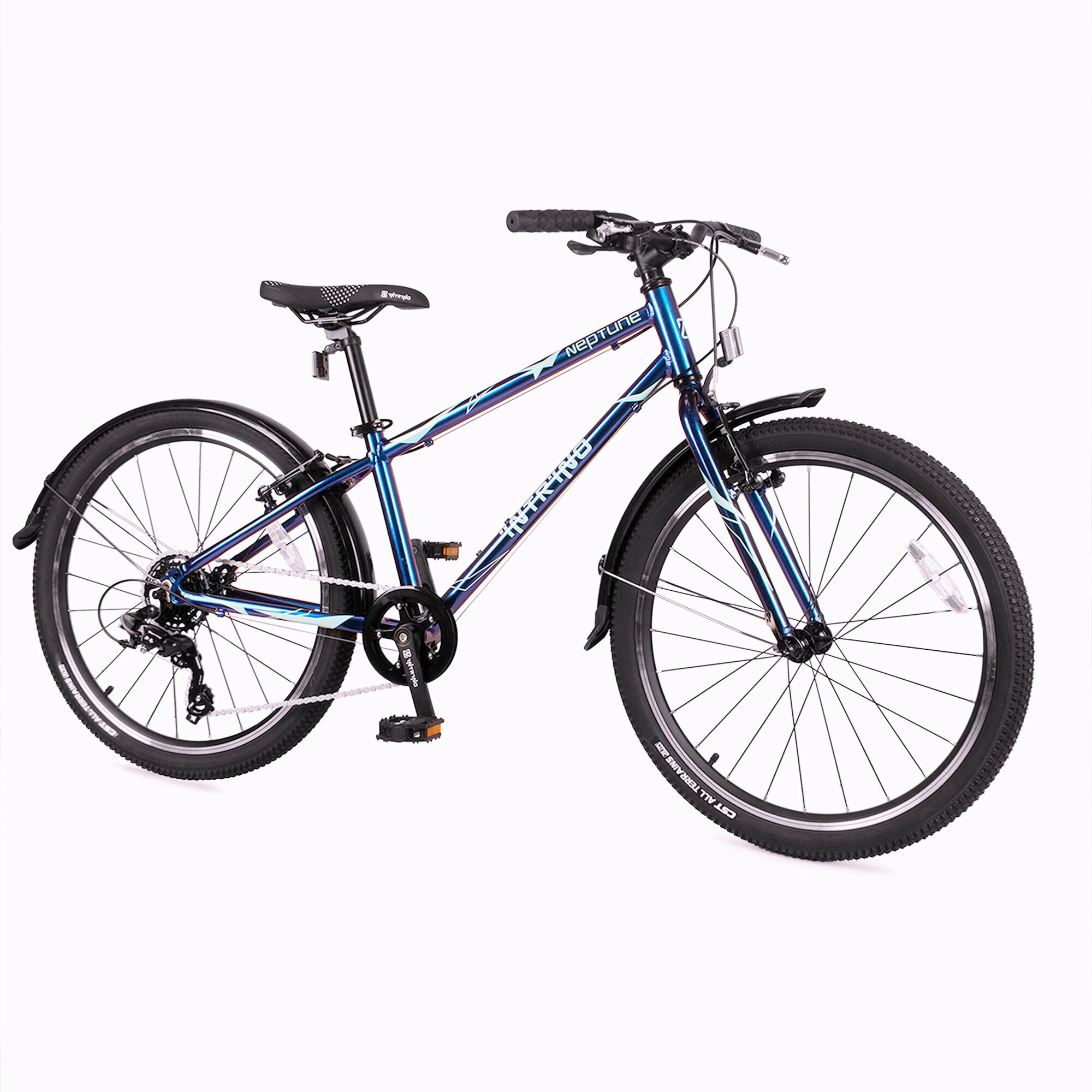 Велосипед детский от 7 лет Intrino Neptune 24, легкий 8.5 кг алюминиевая рама синий хамелеон 7 скоростей