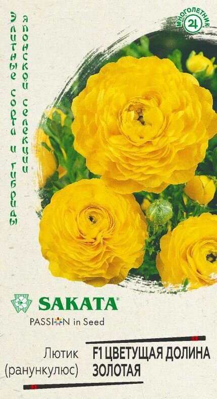 Лютик (Ранункулюс) Цветущая долина золотая F1