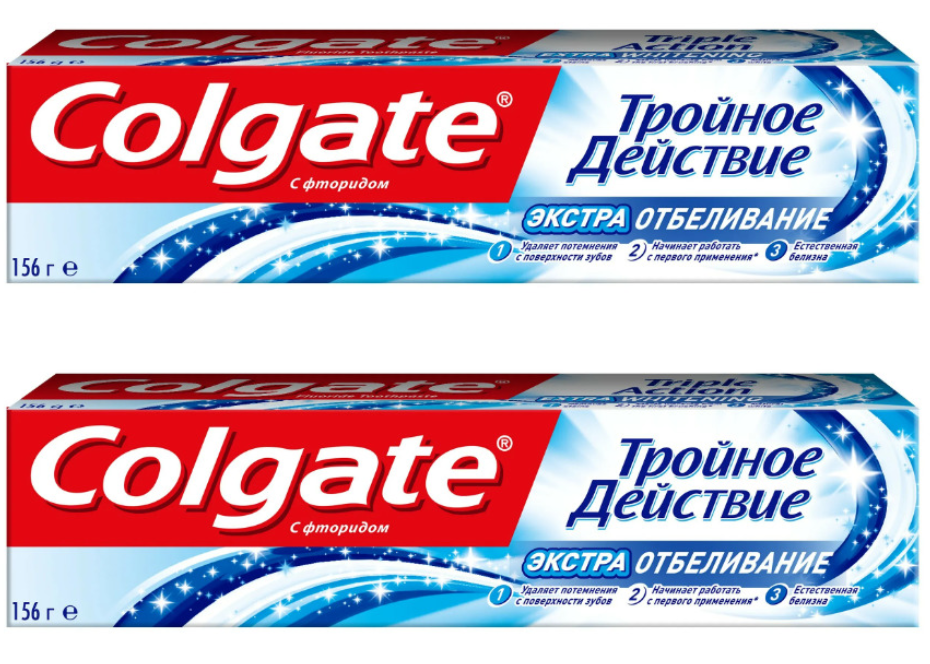 Зубная паста Colgate, Тройное действие, экстра отбеливание, 100 мл, 2 шт