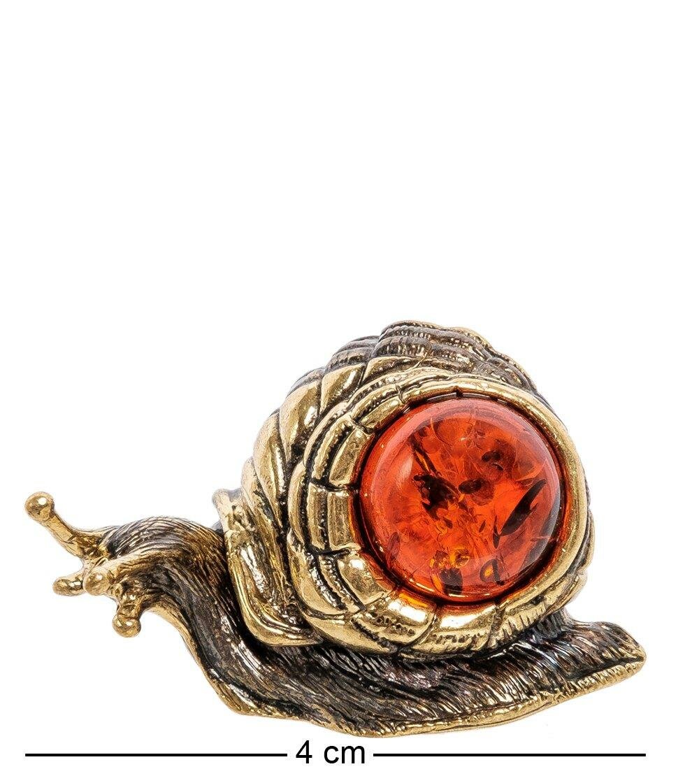 Фигурка Улитка Моника (латунь, янтарь) A2130310 Народные промыслы, бронзовый