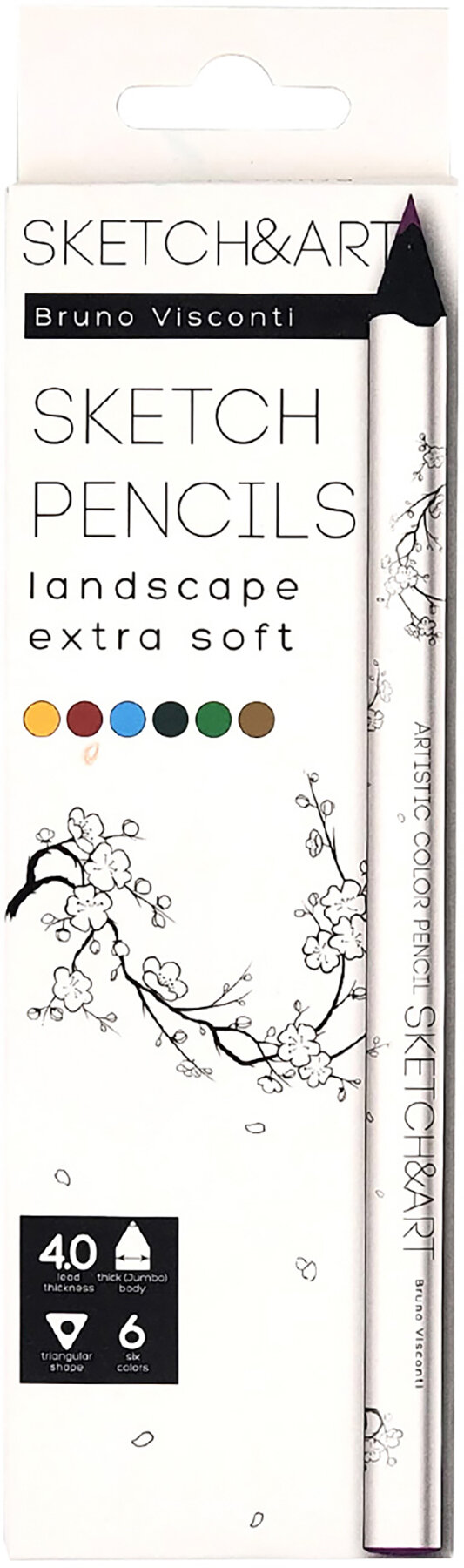 Скетч карандаши Sketch&Art. Лесной пейзаж, утолщенные, 6 цветов