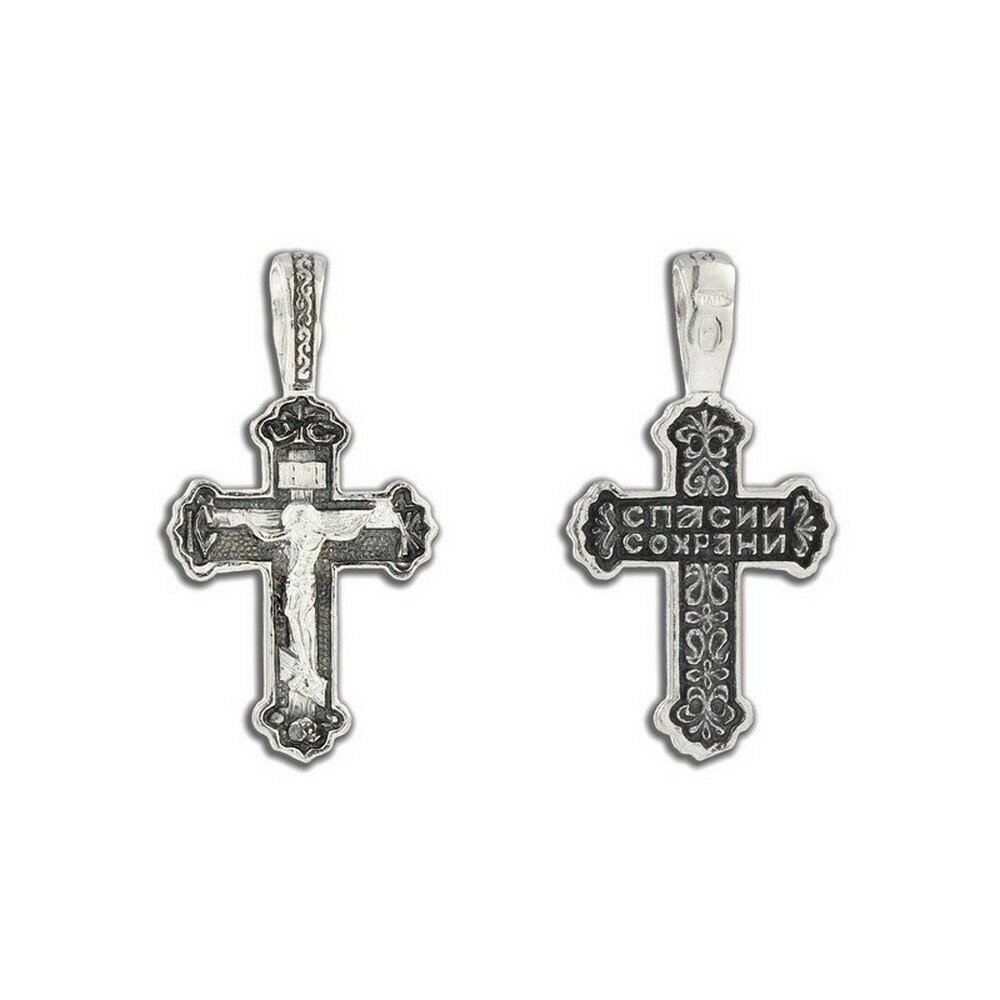 Крестик, серебро, 925 проба, чернение