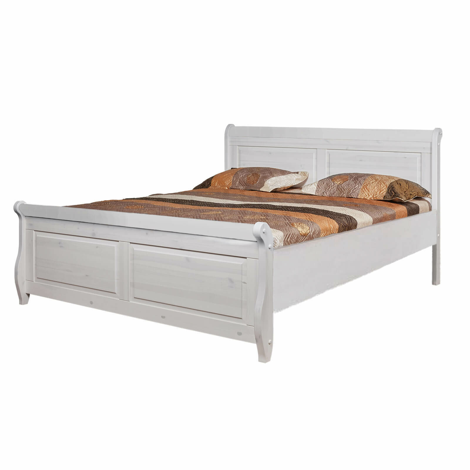 Кровать ММЦ Мальта М-160 без ящиков (белый воск), из массива сосны.