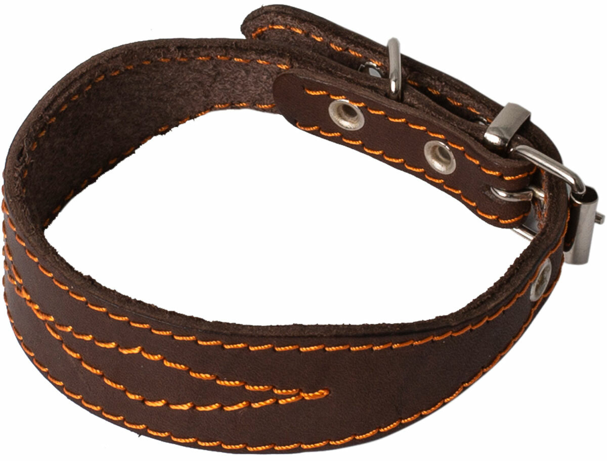 Ошейник для собак Каскад Classic кожа прошитый двойной с расширением левретка/такса 32 - 41 см цвет в ассортименте (1 шт)