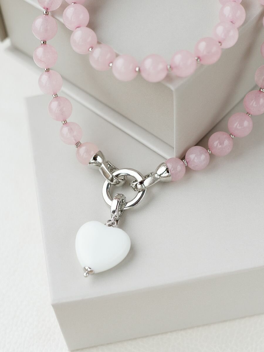 Колье, агат, розовый кварц