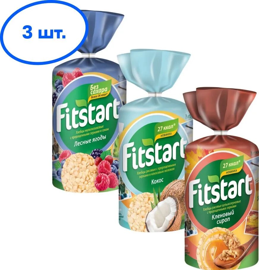 Хлебцы Микс, 100 г х 3 шт мультизлаковые лесные ягоды, рисовые кокос, рисовые кленовый сироп