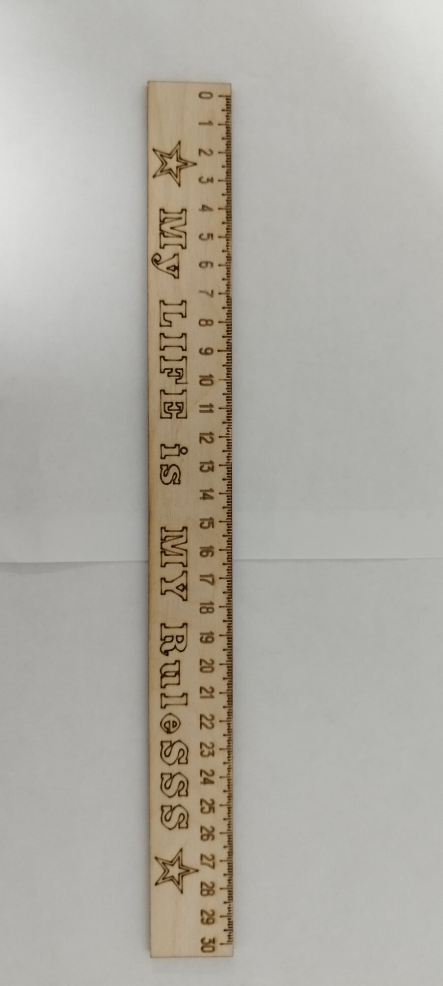 Линейка деревянная 30 см с надписью my life is my rulesss, коричневый