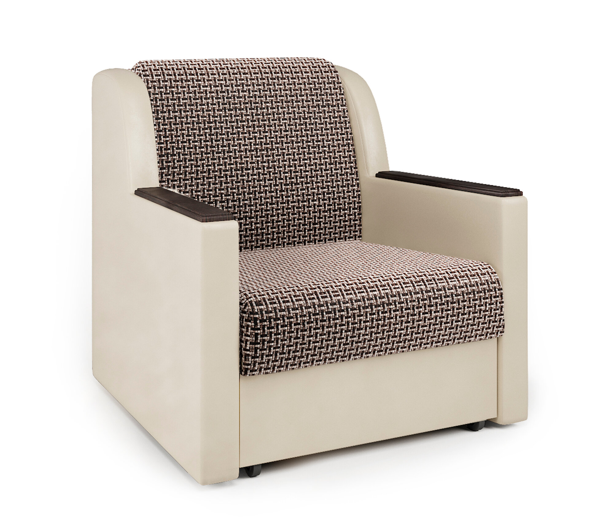 Кресло-кровать Аккорд Д раскладное аккордеон, 70х194 см, Корфу коричневый и экокожа беж