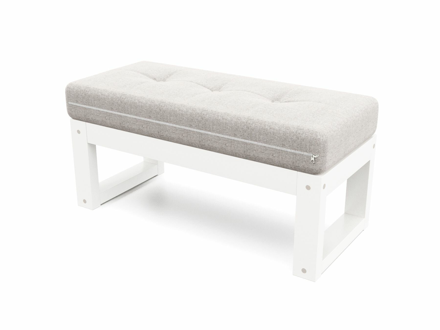 Банкетка Arsko Амбер Белая эмаль Grey серая-белая эмаль, рогожка, дизайнерская прикроватная, в спальню, для туалетного столика