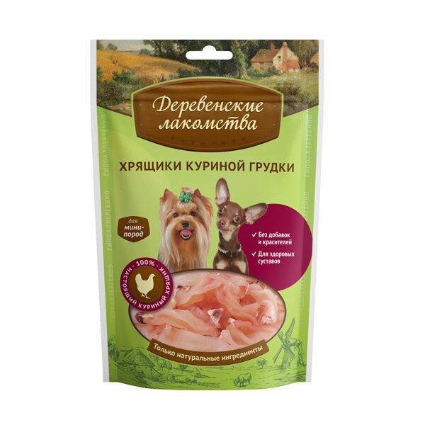 Лакомство Деревенские лакомства Хрящики куриной грудки для собак мини-пород 30г