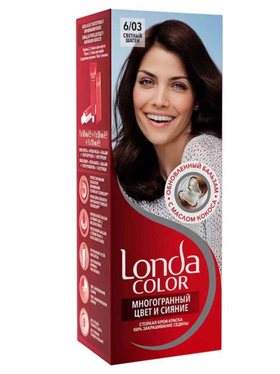 Краска крем Londacolor для волос 6/03 Светлый шатен