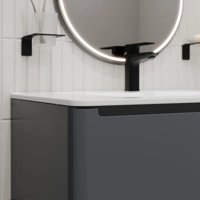 Тумба с умывальником, подвесная, 80 см, темно-серый, Edifice, IDDIS, EDI80D0i95K подходит умыв. 010