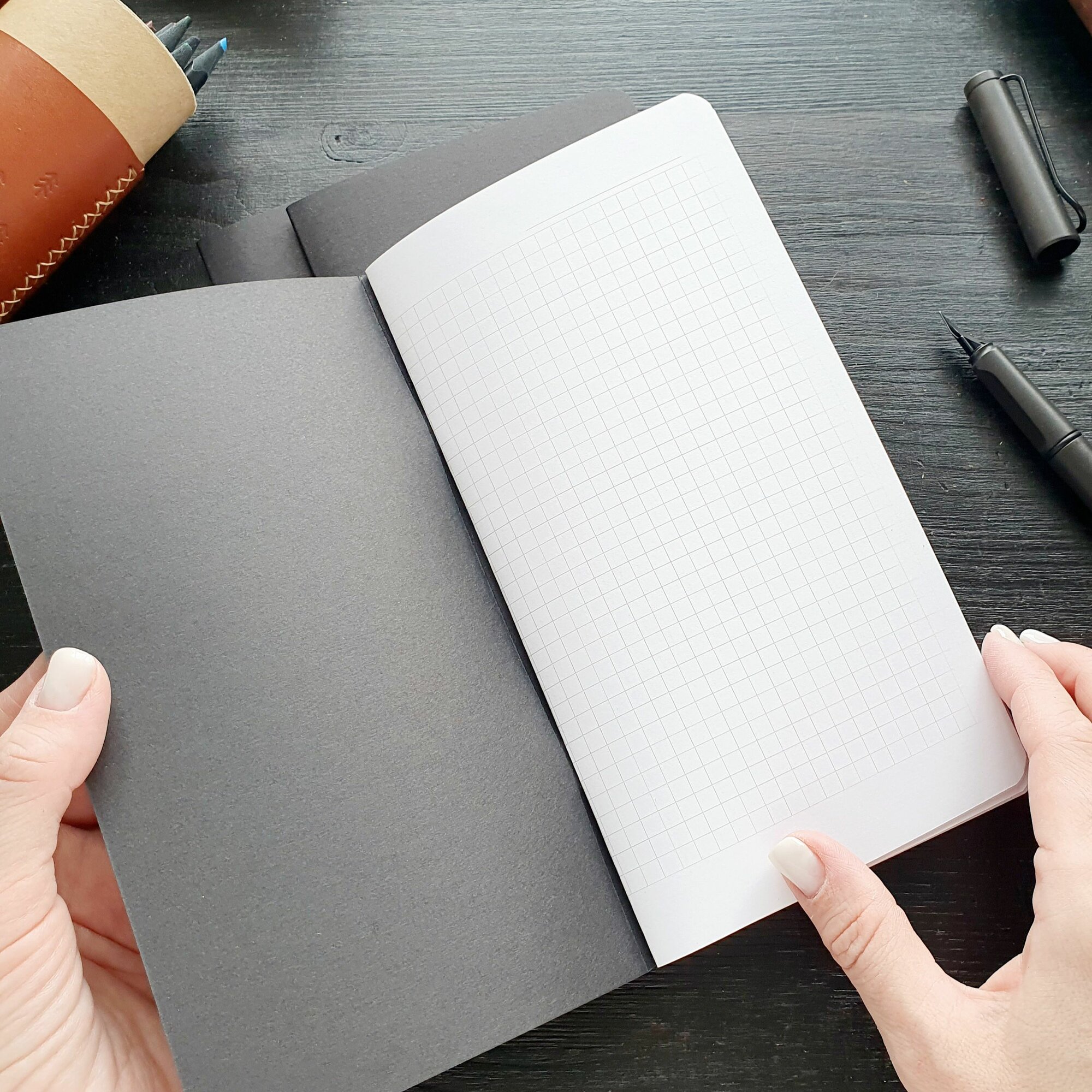 Сменные блокноты формата Midori Standart (11х21см) в клетку, запасные тетради 3 штуки по 30 листов