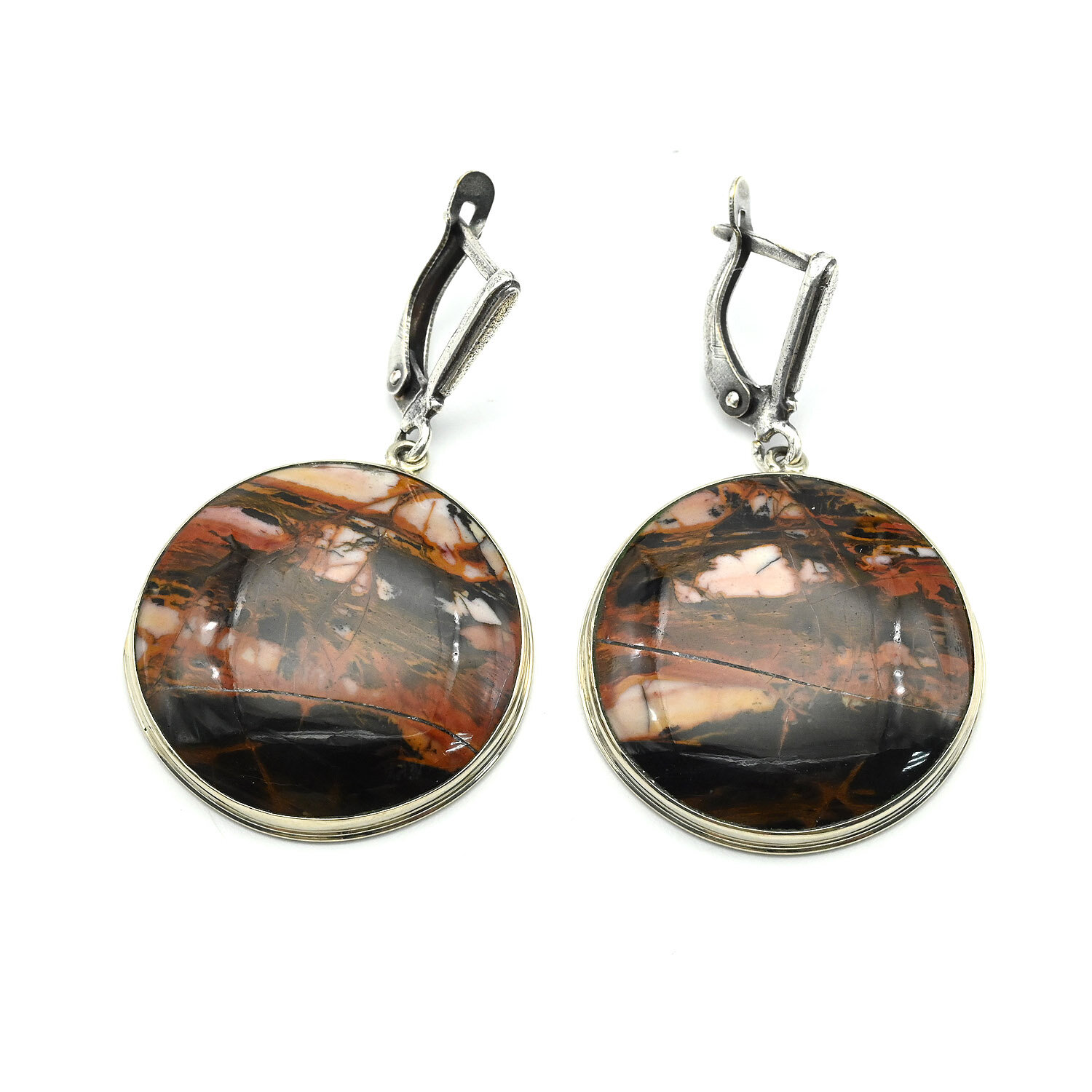 Серьги с подвесками, яшма