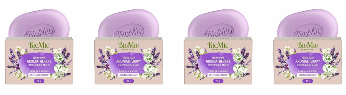 Натуральное мыло BioMio Bio-Soap, лаванда и жасмин, 90 гр, 4 шт