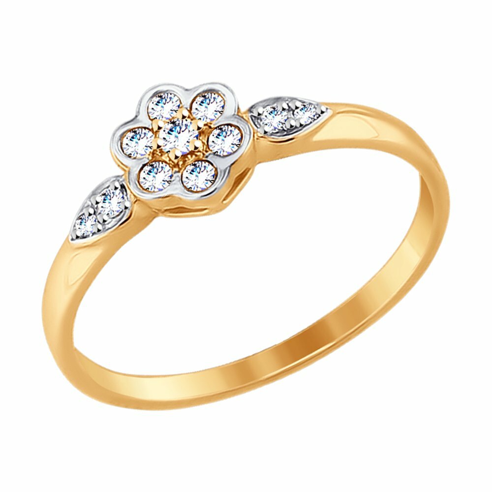 Кольцо, золото, 585 проба, фианит