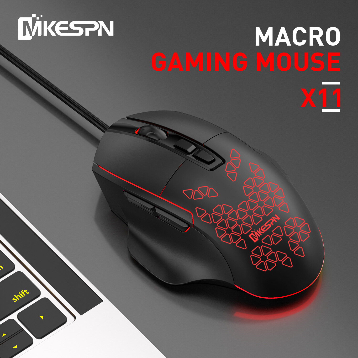 Игровая мышь H, 7 клавиш, разрешение 7200 DPI, оптическая светодиодная, подсветка