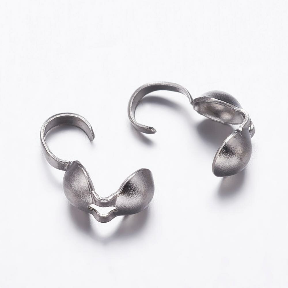 Концевики, 8.5х3.8мм, каллоты, диски, базовый материал - нержавеющая сталь, без покрытия, пара