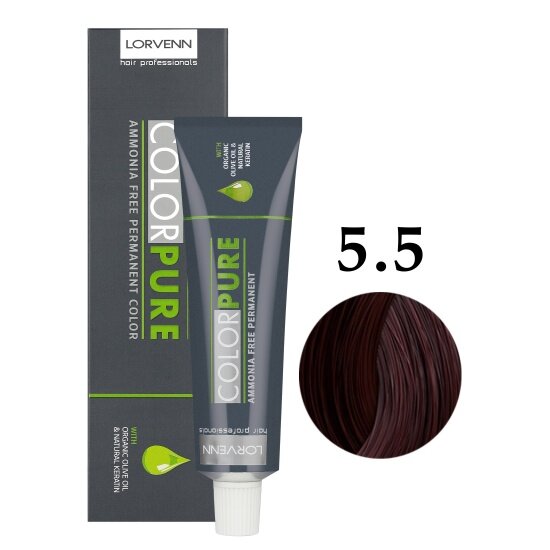 Краска для волос безаммиачная Lorvenn Color Pure, тон 5.5