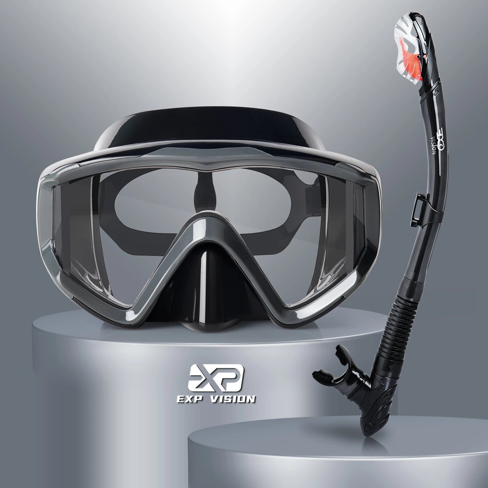 Набор для подводного плавания EXP VISION EX-4300T Черный, Dark Gray