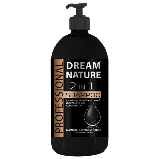 DREAM NATURE Professional 2в1 шампунь с гиалуроновой кислотой и витаминным комплексом 1 л