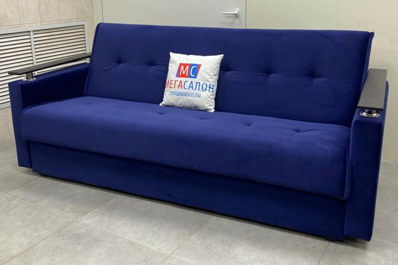 Прямой диван Астра (Милан) Люкс Кабрио Велюр, книжка, 215х95х90 см, с ящиком для белья