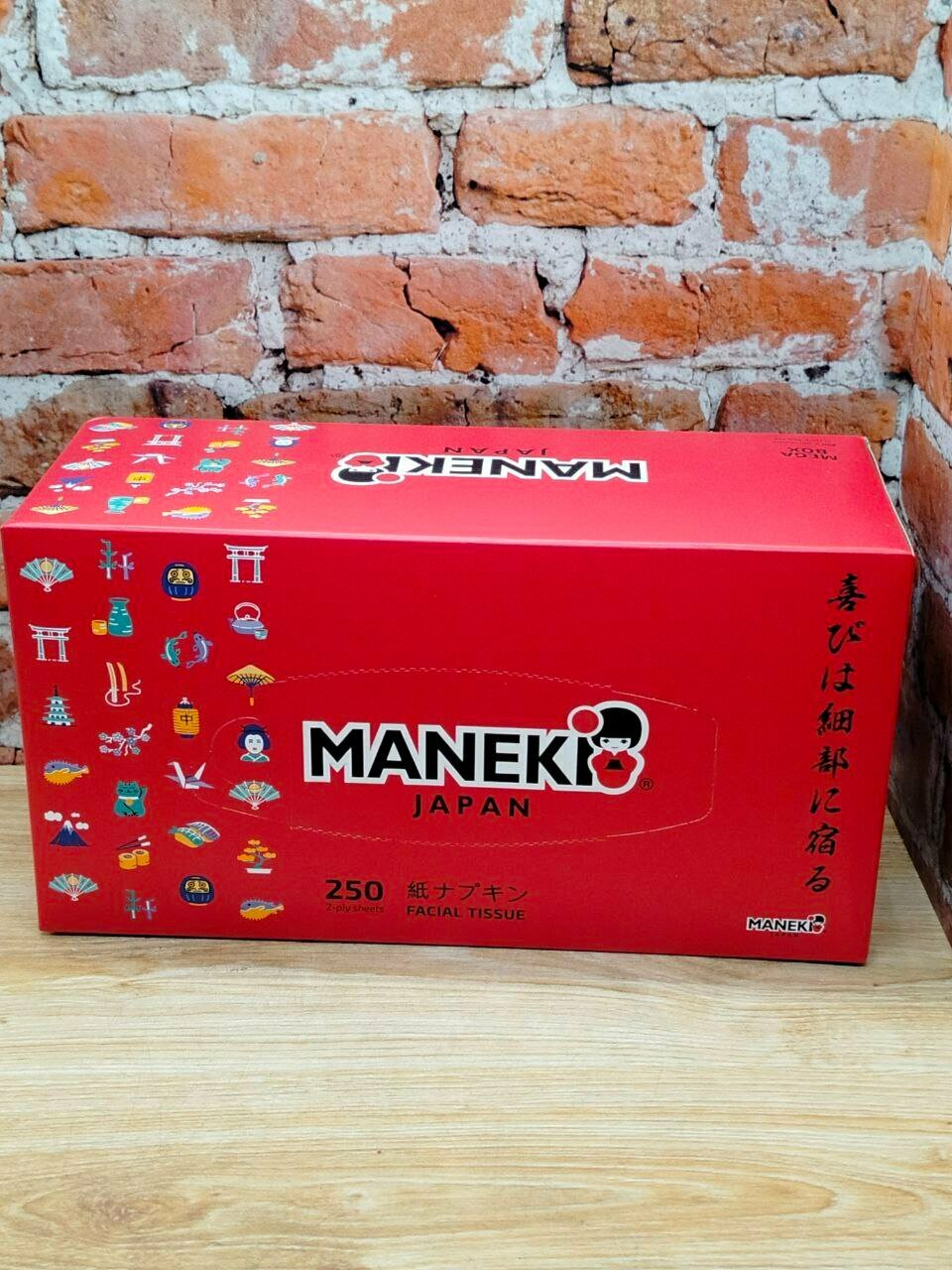Maneki Red Салфетки-выдергушки двухслойные бумажные гладкие белые 250 шт