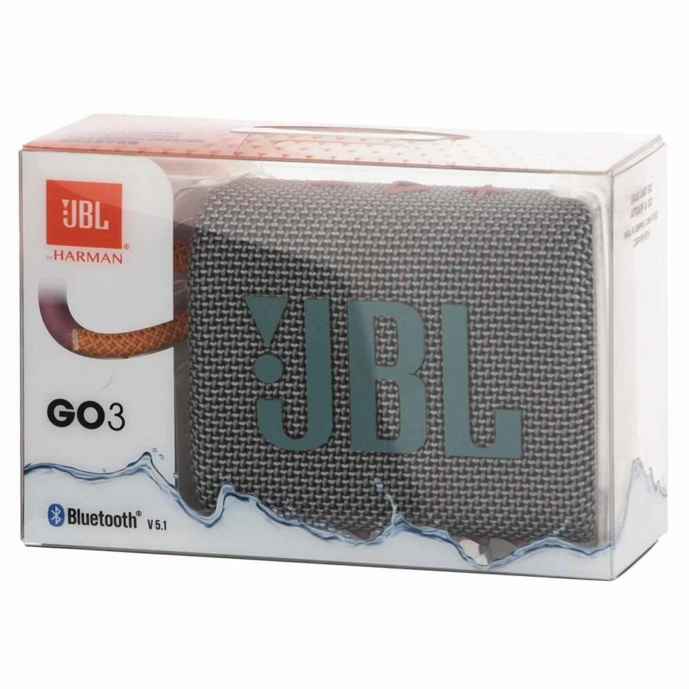 Портативная акустика JBL Go 3 squad, защита IP67, время автономной работы 5 ч, мощность 4,2 Вт