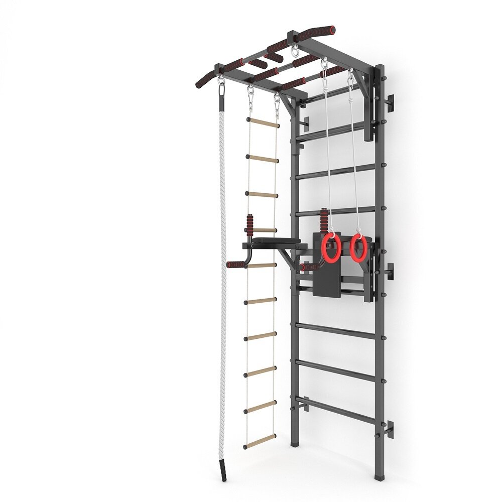 Шведская стенка А6, усиленная, нагрузка до 250 кг, расширенная комплектация, для детей и взрослых, черная